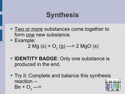 Types Of Reactions Synthesis Odp
