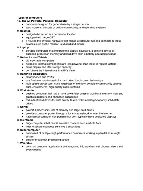 Technology Unit 1 Summary Pdf Random Access Memory Software