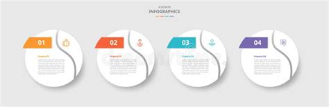 4 Points Template Infographic With Big Circle Swirl Curve Slice At Edge
