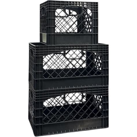 Juggernaut Storage Heavy Duty Plastic Milk Crate Bundle 2 24qt 1 16qt
