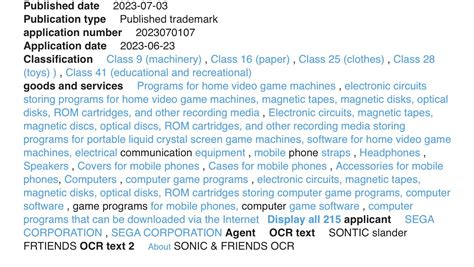 Sega Files A Trademark For Sonic And Friends Sonic The Hedgehog News