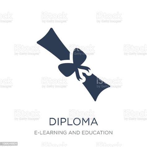 디플로마 아이콘입니다 E러닝에서 흰색 배경 및 교육 컬렉션에 최신 유행 플랫 벡터 디플로마 아이콘 0명에 대한 스톡 벡터 아트 및 기타 이미지 Istock