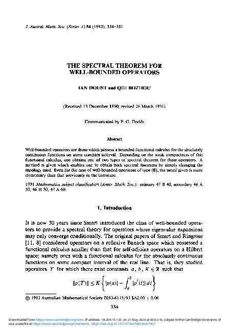 Pdf The Spectral Theorem For Well Bounded Operators