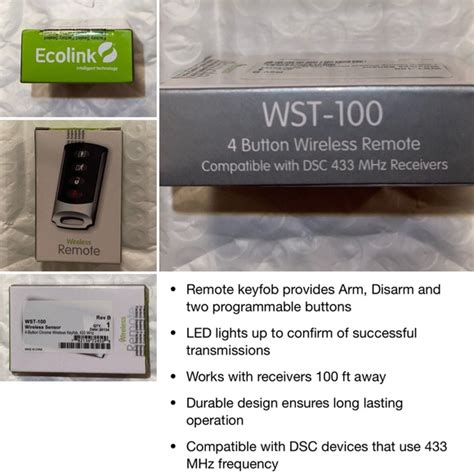 Ecolink Other Free Batteries With Purchase Of Ecolink Wst0 4 Button Wireless Remote Keyfob