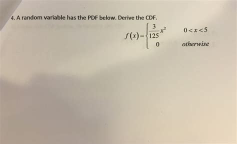 Solved A Random Variable Has The Pdf Below Derive The Cdf