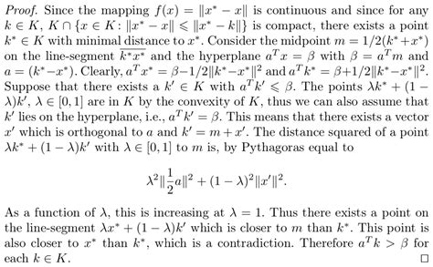 Proof Of Separation Theorem Geometry Linear Programming Mathematics Stack Exchange