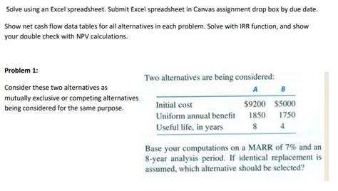 Solved Solve Using An Excel Spreadsheet Submit Excel