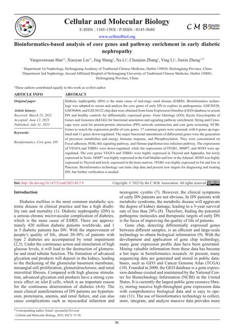 Pdf Bioinformatics Based Analysis Of Core Genes And Pathway Enrichment In Early Diabetic