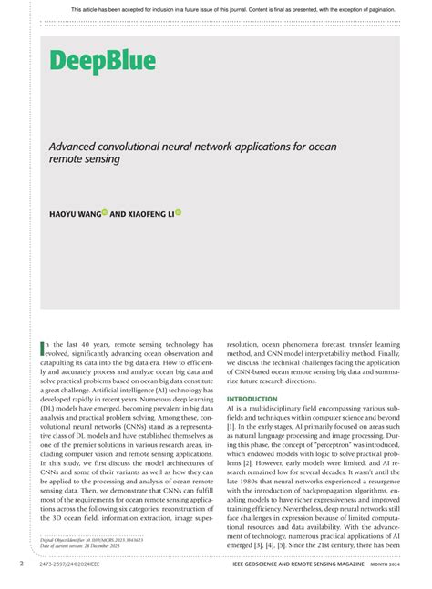 Pdf Deepblue Advanced Cnn Applications For Ocean Remote Sensing