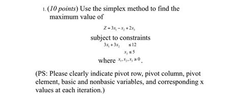 Solved Points Use The Simplex Method To Find The Chegg