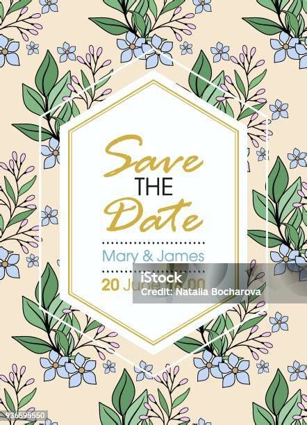 인사말 카드 꽃 벡터 결혼식 초대장 디자인 새싹 그리고 잎 텍스트 배경 꽃 요소와 꽃 배경 템플릿입니다 프레임입니다 결혼식에 대한 스톡 벡터 아트 및 기타 이미지 Istock