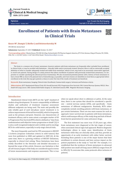 Pdf Enrollment Of Patients With Brain Metastases In Clinical Trials