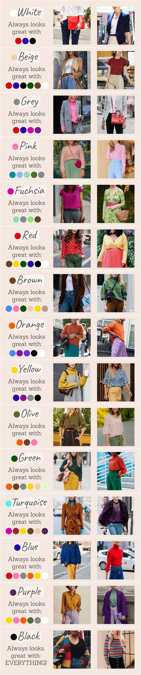 an info sheet with many different types of clothing and colors in each