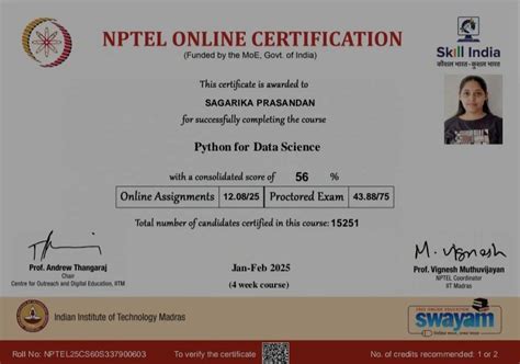 Nptel Pythonfordatascience Skillindia Iitmadras Datascience Sagarika Prasandan