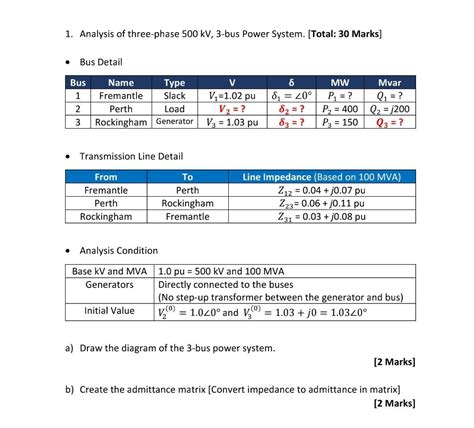 Solved Analysis Of Three Phase KV Bus Power Chegg