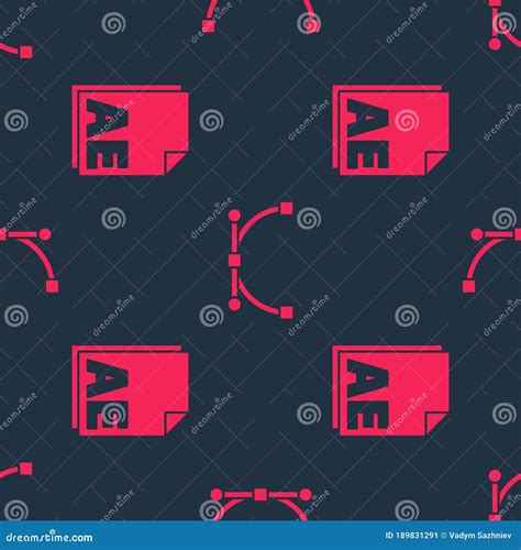 Set Ae File Document And Bezier Curve On Seamless Pattern Vector Stock Vector Illustration Of