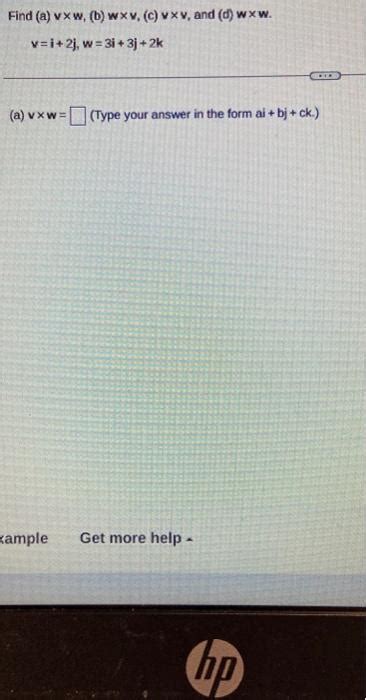 Solved Find A Vw B Wv C Vv And D Ww Chegg Com