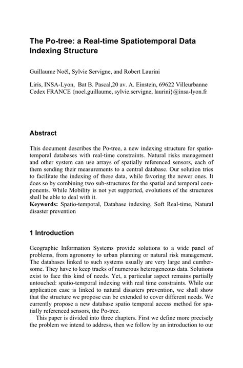 Pdf The Po Tree A Real Time Spatiotemporal Data Indexing Structure