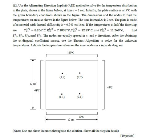 Q2 Use The Alternating Direction Implicit Adi