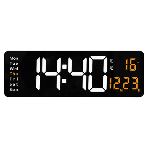 Large Led Digital Wall Clock Temperature Date Day Display Usb Remote