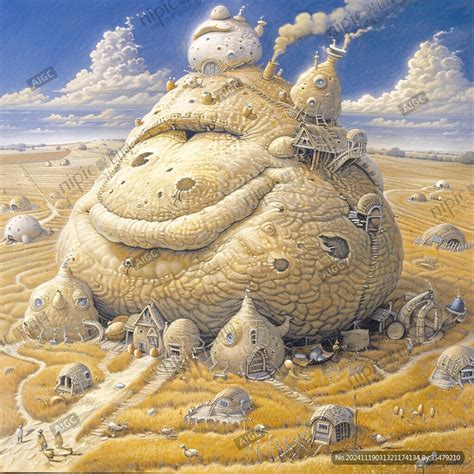 Ai创作图超现实主义图片 Cgi超现实主义 蘑菇屋手绘 超现实主义画作 超现实主义意境画 3d立体插画风格 立体卡通画 3d超现实主义 欢喜坨装饰画 奇幻立体画 粮食屯粮垛谷囤粮仓 超现实艺术