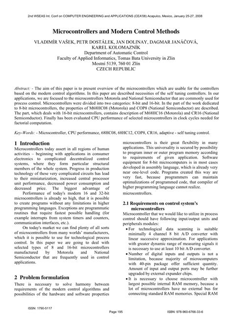 Pdf Microcontrollers And Modern Control Methods