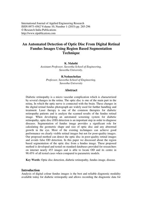 [pdf] An Automated Detection Of Optic Disc From Digital Retinal Fundus