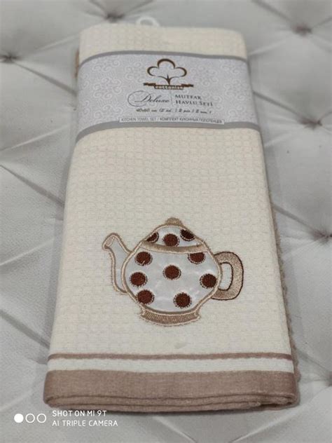Кухонні махрові рушники з вишивкою 40 на 60 см 2 штуки Ikizler туреччина 08 — ціна 510 грн у