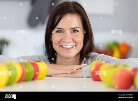 A Beautiful Slender Girl Eating Healthy Food Stock Photo Alamy