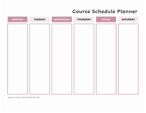 Free Class Schedule Planner Templates Pdf Word Excel