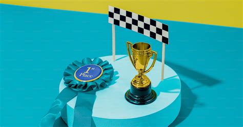 파란 리본 옆 테이블 위에 놓인 트로피 사진 Unsplash의 지엘 이미지