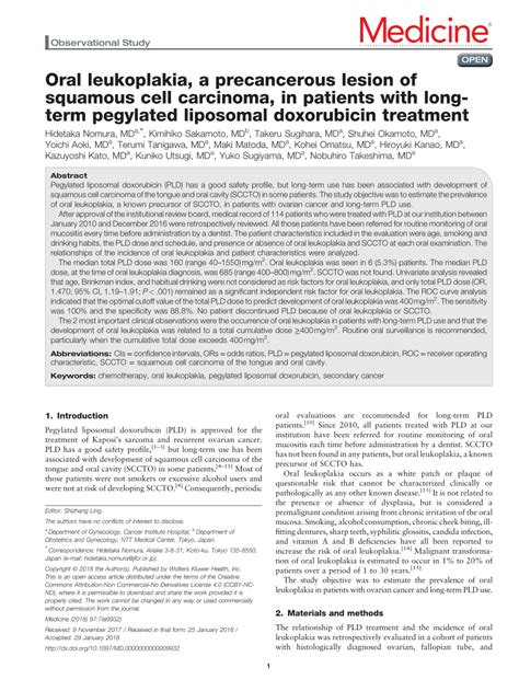 Pdf Oral Leukoplakia A Precancerous Lesion Of Squamous Cell