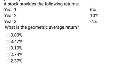 solved a stock provides the following returns year 1 year 2