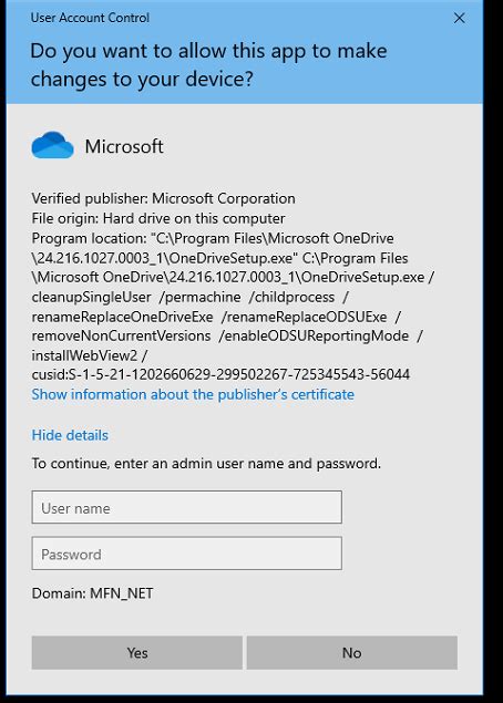 onedrive prompts uac everytime after reboot for users microsoft