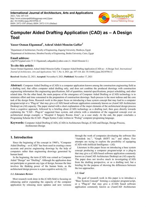 Pdf Computer Aided Drafting Application Cad As A Design Tool