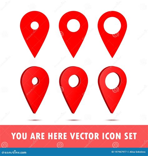 Set Of You Are Here Gps Navigation Map Pointer Stock Vector