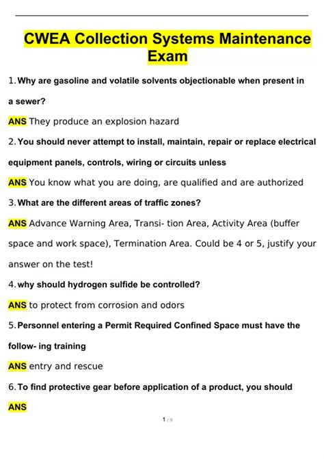 Cwea Collection Systems Maintenance Exam Questions And Answers 2024 2025 Verified Answers