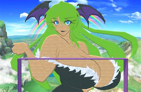 Rule Bat Wings Big Breasts Blue Eyes Custom Stage Darkstalkers Gigantic Breasts Green Hair