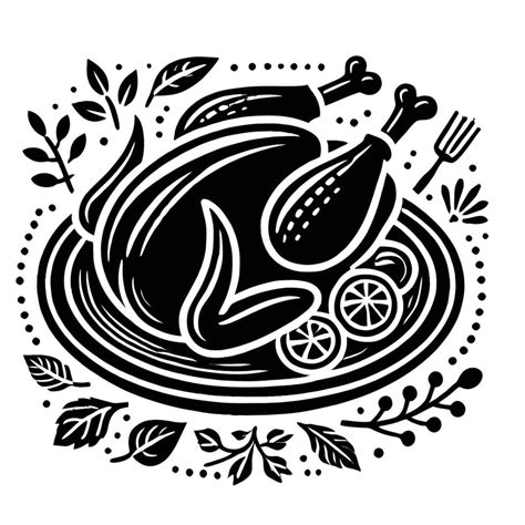 Thanksgiving Turkey On Plate With Fork And Knife 53161516 Vector Art At