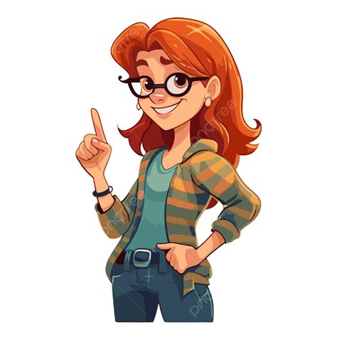 Confidence Clipart Cartoon Girl With Glasses Gives The Finger Up Vector Glasses Clipart