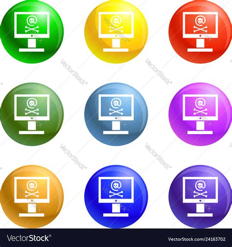 Hacker Icons Set Royalty Free Vector Image Vectorstock