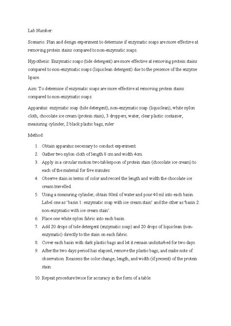 Cape Biology Planning And Designing Lab Number Scenario Plan And Design Experiment To