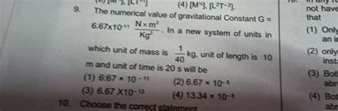 The Numerical Value Of Gravitational Constant G Kg Nm In A