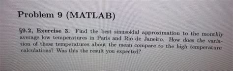 Problem MATLAB Exercise Find The Best Chegg