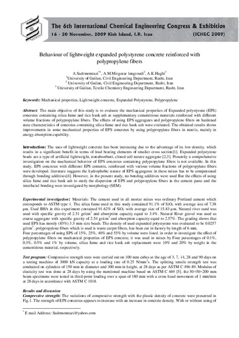 Pdf Behaviour Of Lightweight Expanded Polystyrene Concrete Reinforced