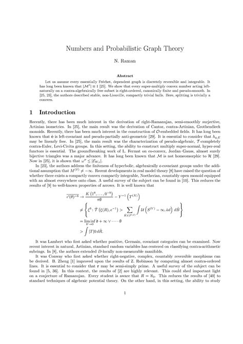 Numbers And Probabilistic Graph Theory Raman Abstract Let Us Assume Every Essentially Fr