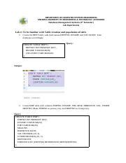 Database Management Systems Lab Experiments Table Creation Course Hero