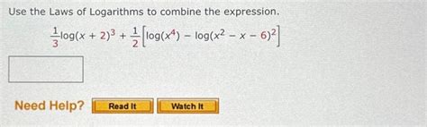 solved use the laws of logarithms to combine the expression