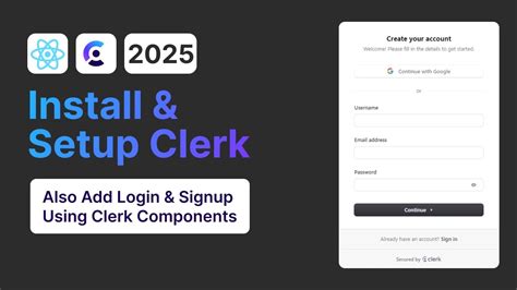 how to install and setup clerk authentication in react js 2025 with