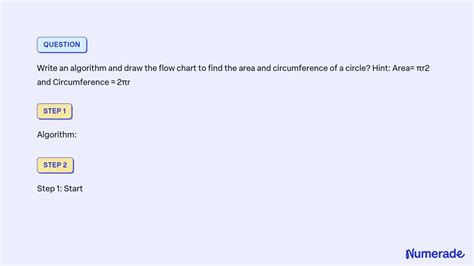 Solved Write An Algorithm And Draw The Flow Chart To Find The Area And